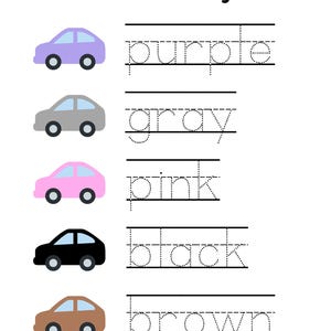 Car Color Learning Bundle, Colour Sorting Matching Game, Color Matching ...