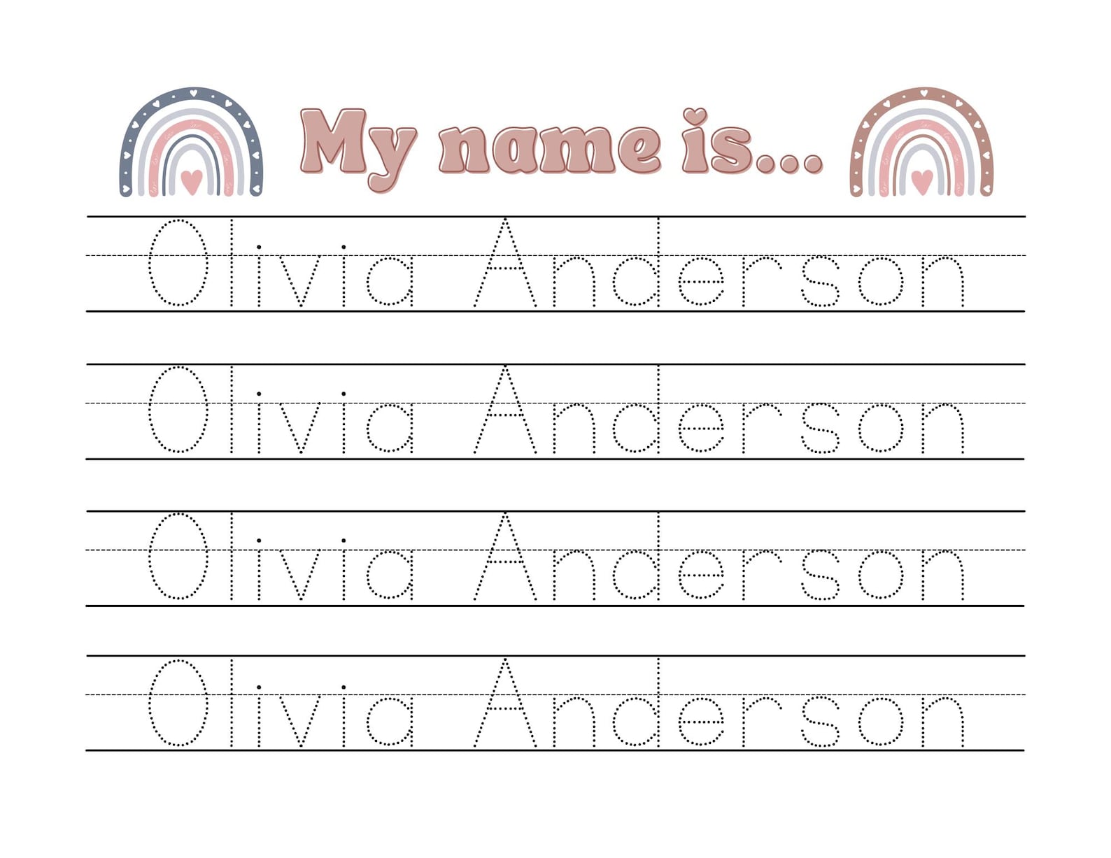 Custom Name Tracing Page, Handwriting Practice, Personalized Name Trace ...
