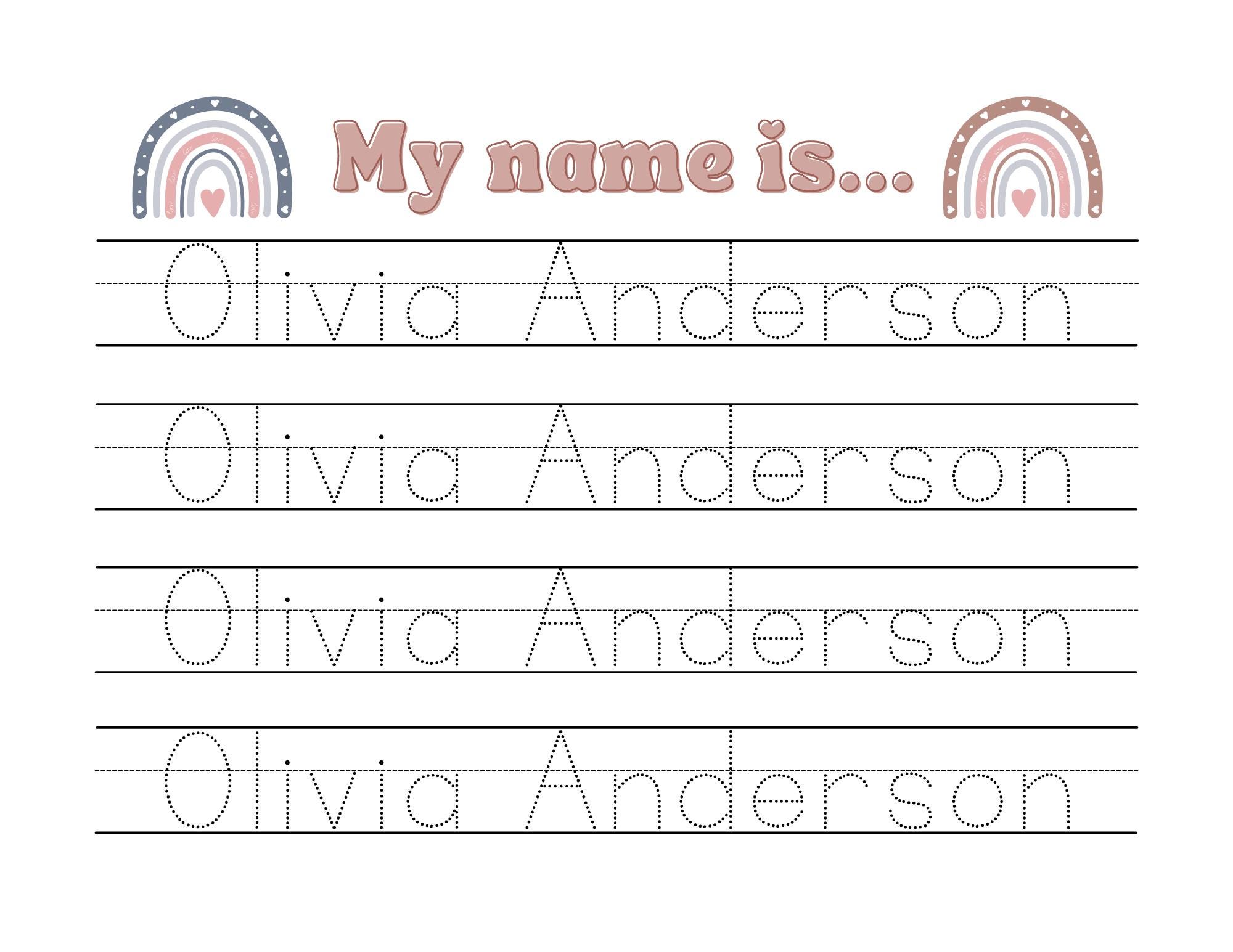 Custom Name Tracing Page, Handwriting Practice, Personalized Name Trace ...
