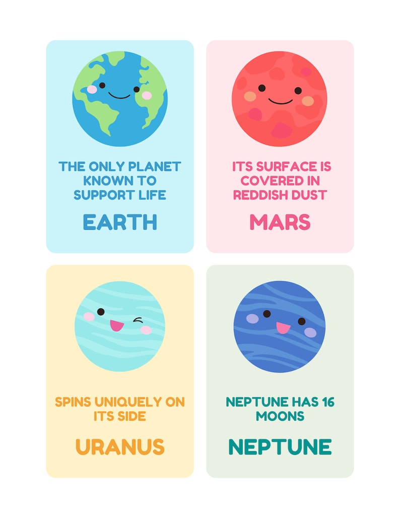 Solar System Flashcards Printable, Planets Flash Cards,interesting ...