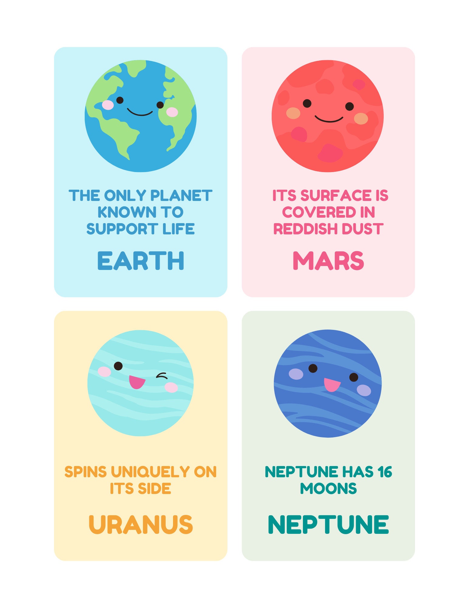 Solar System Flashcards Printable, Planets Flash Cards,interesting ...