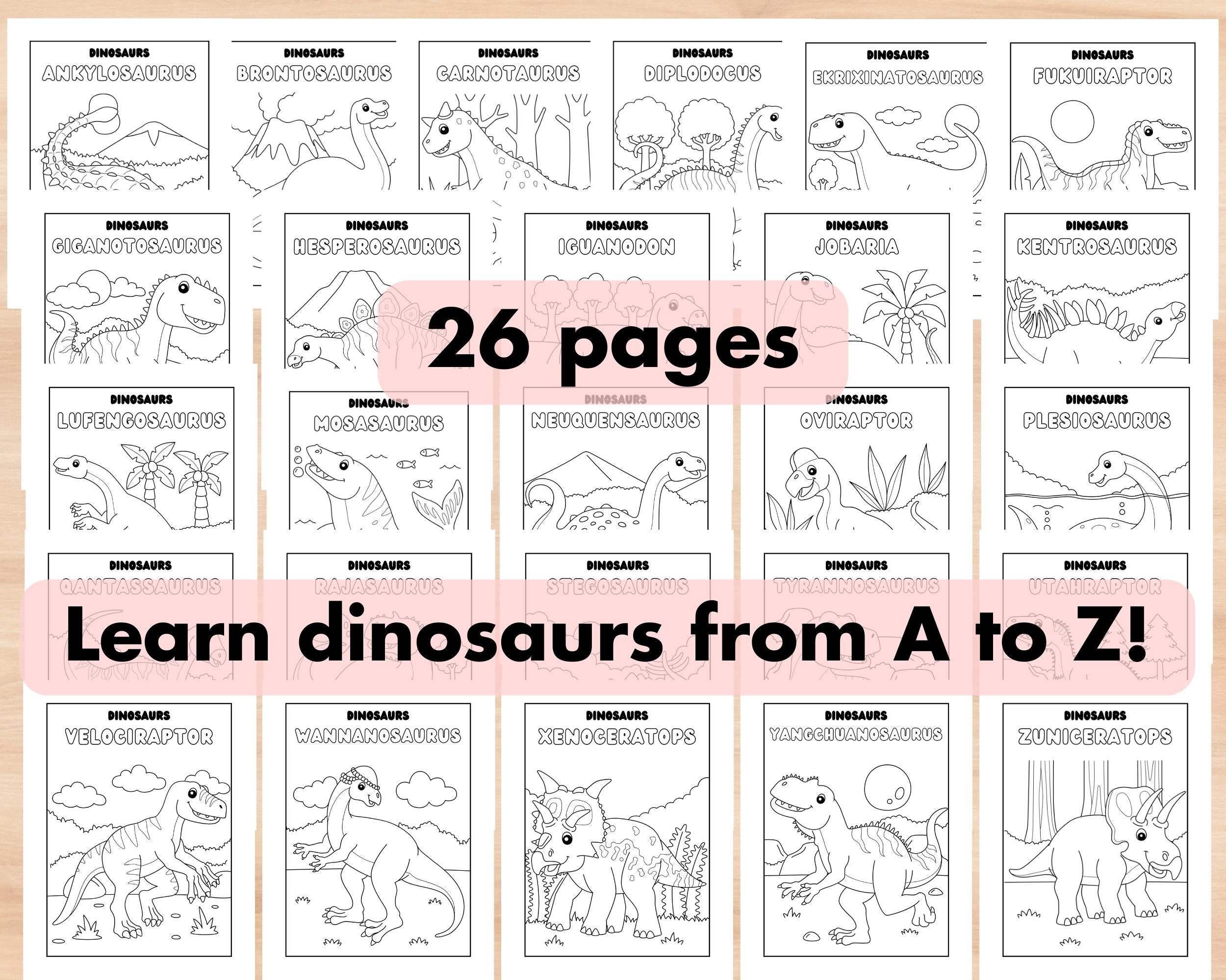 Dinosaur Coloring Pages Printable Alphabet, Dinosaur Activity for Kid ...