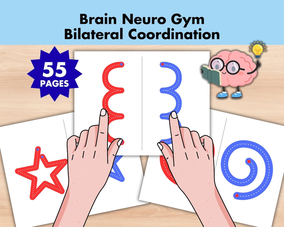 Neuro Gym Worksheets for Kid, Dual Hand Tracing Activity, Bilateral ...