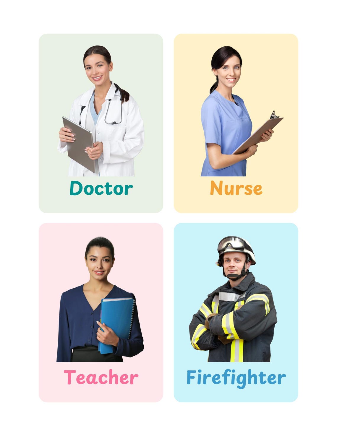 36 Community Helper Flashcards, Preschool Printable Job Occupation ...