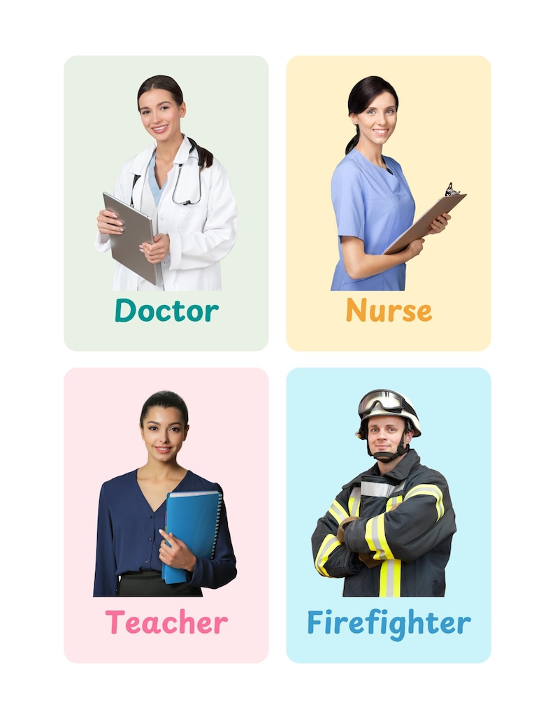 36 Community Helper Flashcards, Preschool Printable Job Occupation ...
