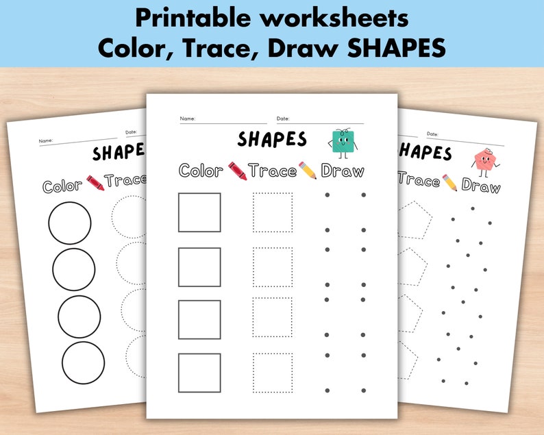 Printable Draw the Shape, Learn Shapes, Shape Tracing, Shape Drawing ...