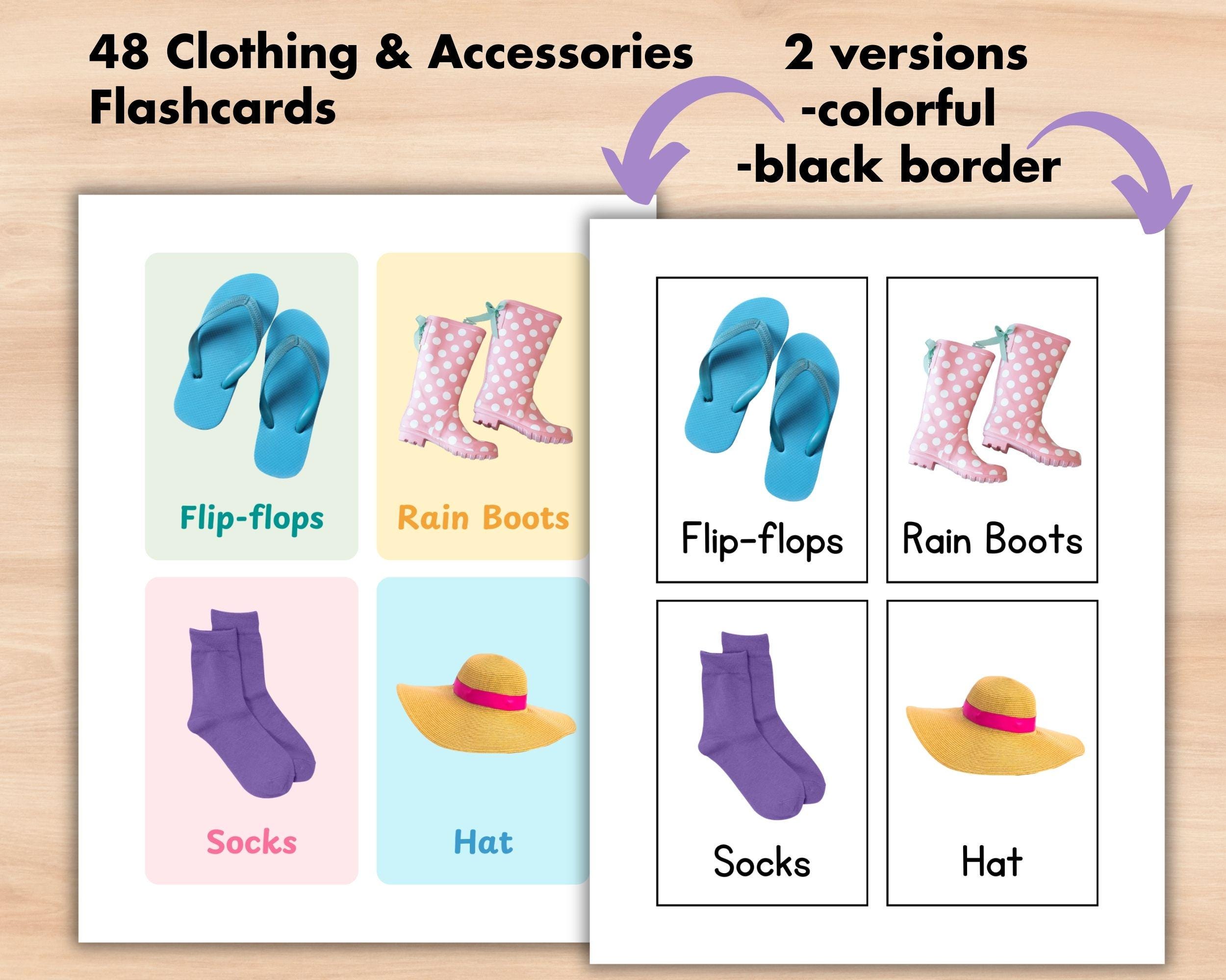 48 Printable Clothes Flashcards for Kids With Real Photos, Clothing and ...