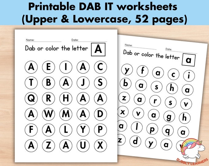52 Printable Alphabet Dab It Worksheets, Uppercase ABC Worksheets ...