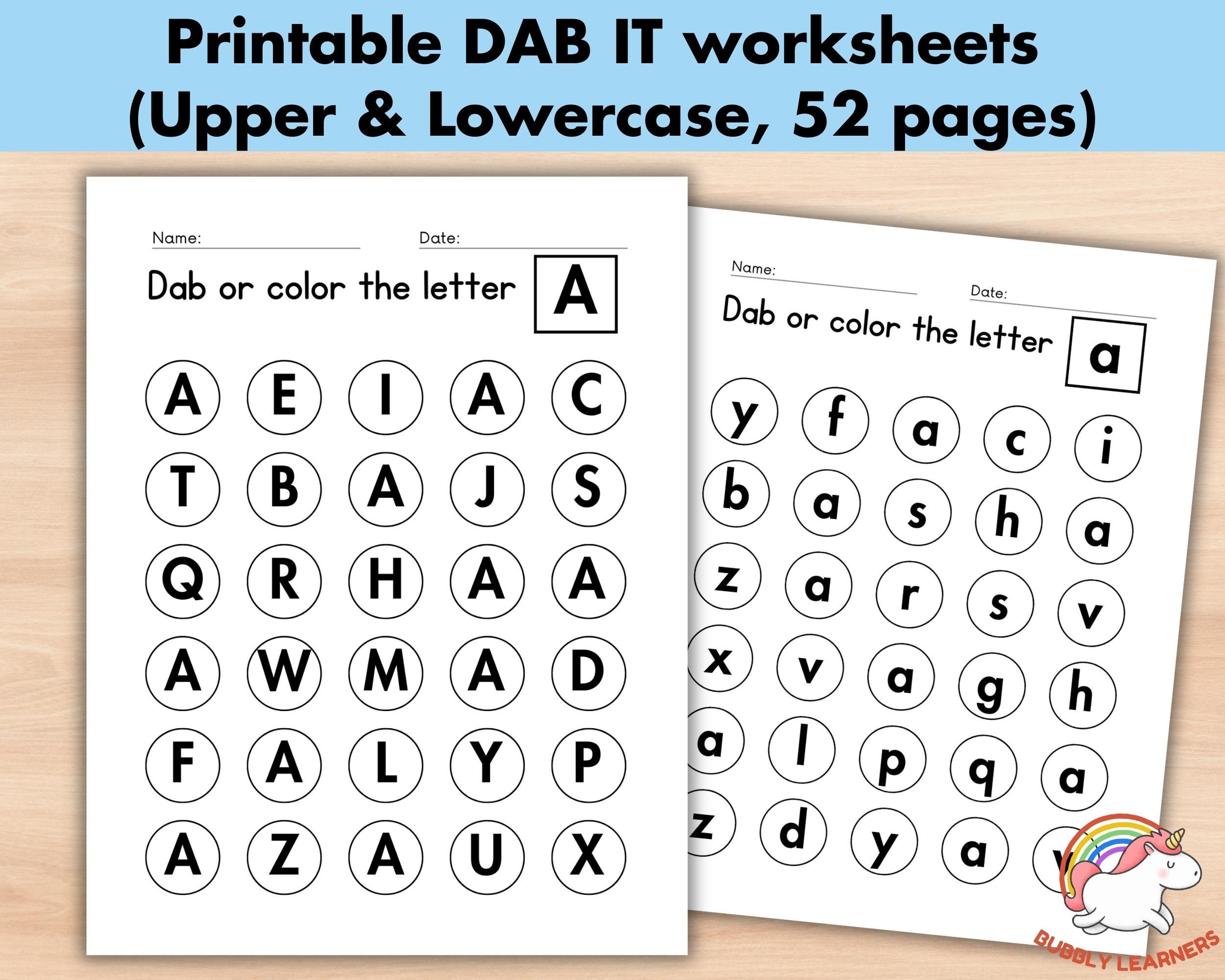 52 Printable Alphabet Dab It Worksheets, Uppercase ABC Worksheets ...