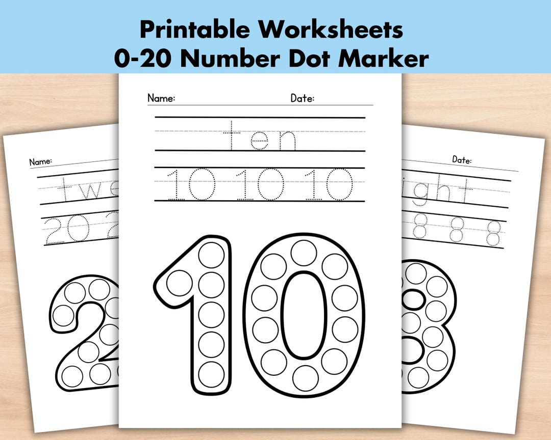 Numbers Dot Marker Printable Coloring Pages, Do a Dot Activity, Number ...