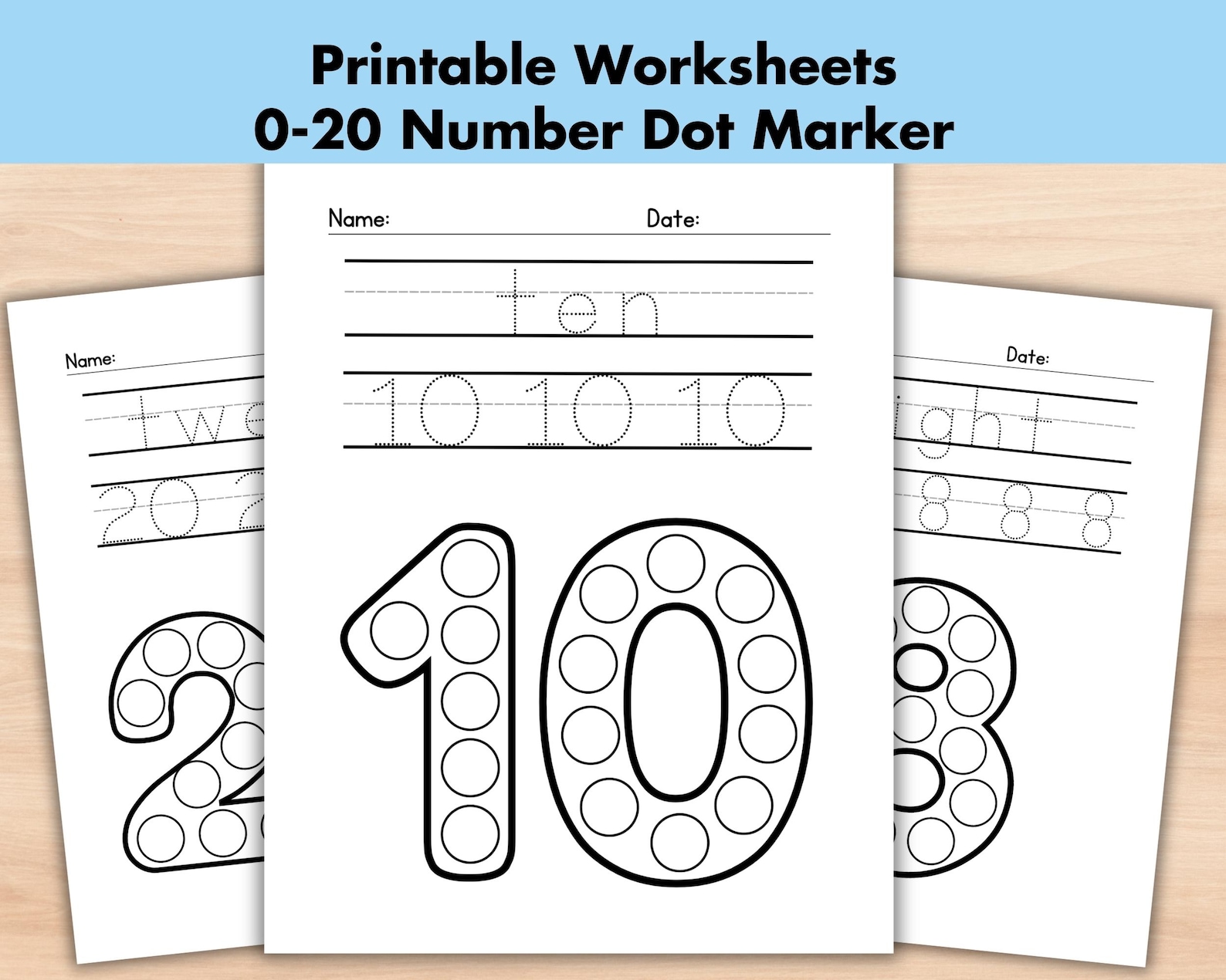 Numbers Dot Marker Printable Coloring Pages, Do a Dot Activity, Number ...