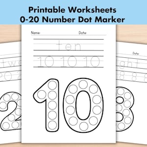 Numbers Dot Marker Printable Coloring Pages, Do a Dot Activity, Number ...