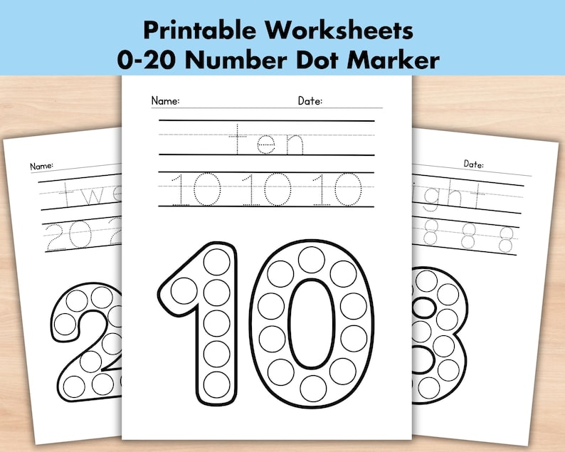 Numbers Dot Marker Printable Coloring Pages, Do a Dot Activity, Number ...