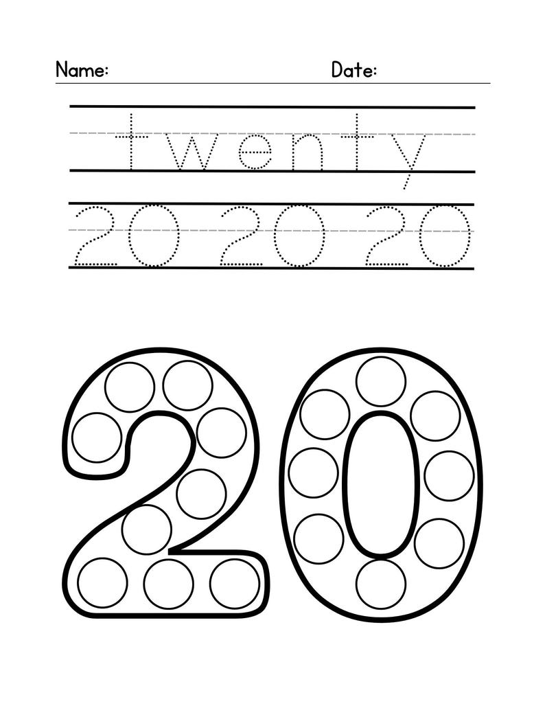 Numbers Dot Marker Printable Coloring Pages, Do a Dot Activity, Number ...