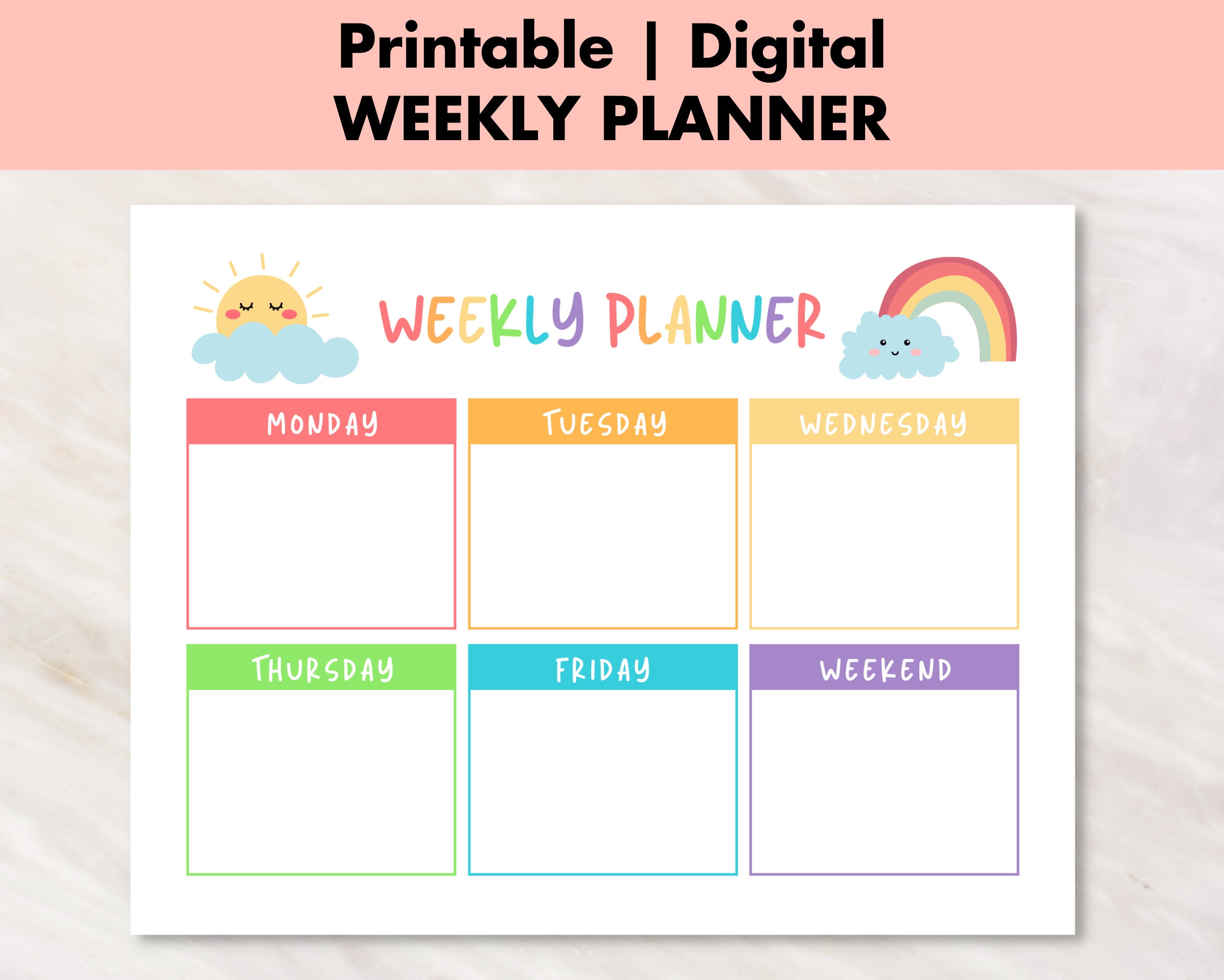 Colorful Kids Weekly Planner | Homeschool Schedule Organizer | Instant ...