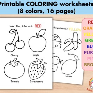 Preschool Color of the Week Worksheets Printable Learning - Etsy