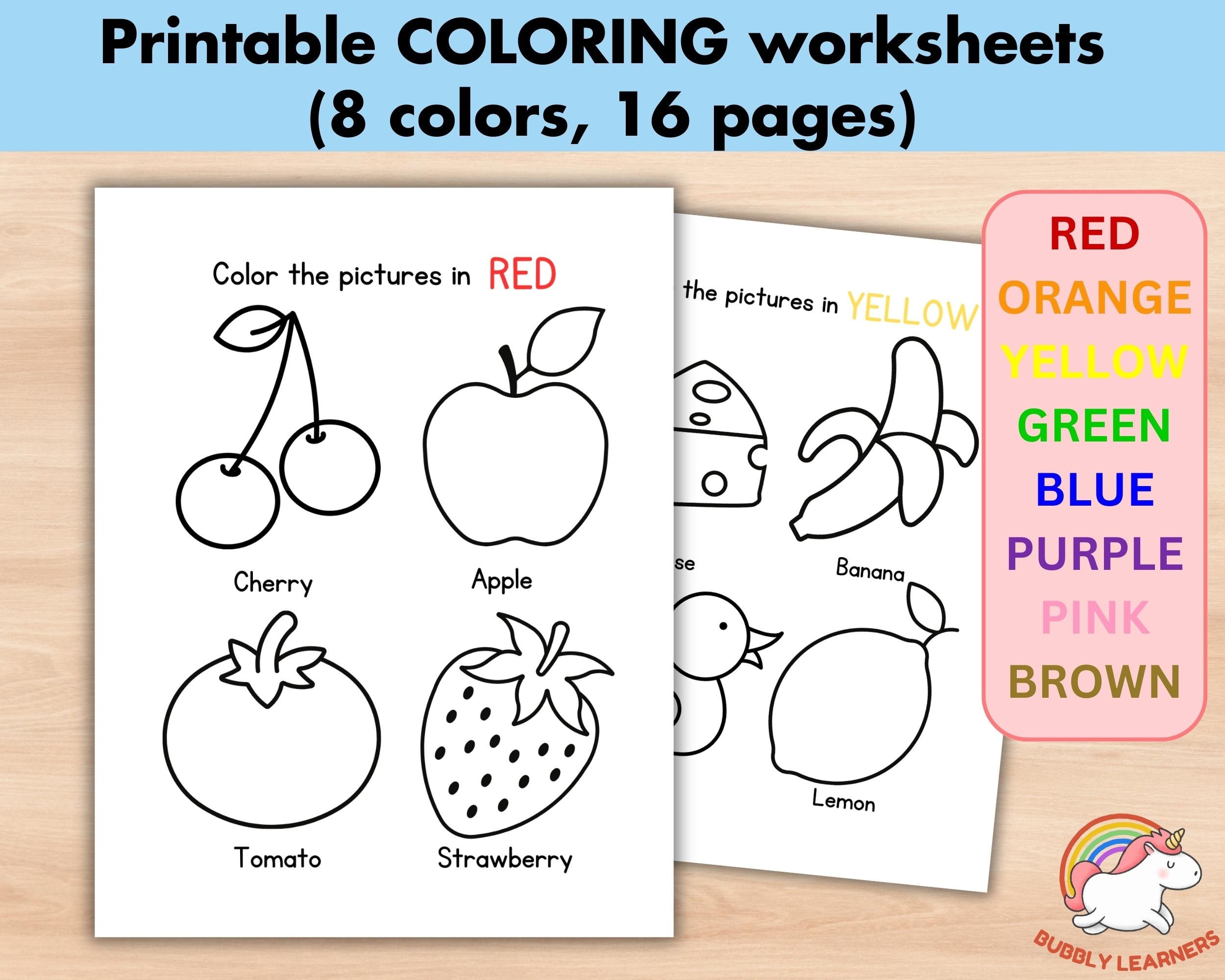 Preschool Color of the Week Worksheets Printable Learning - Etsy