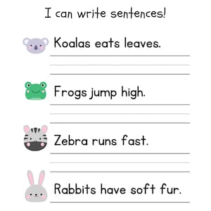 Sentence Writing Practice Worksheets, Printable Writing English ...