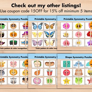 Food Matching Card Game, Symmetry Puzzle, Printable Toddler Preschool ...