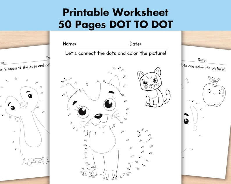Dot to Dot Worksheet Connect the Dots Printable Pages, Preschool ...