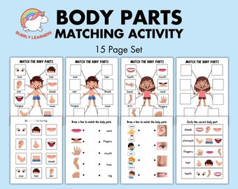 Body Part Matching Game, Toddler Busy Book Page, Instant Download ...