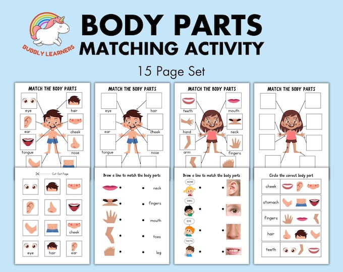 Body Part Matching Game, Toddler Busy Book Page, Instant Download ...