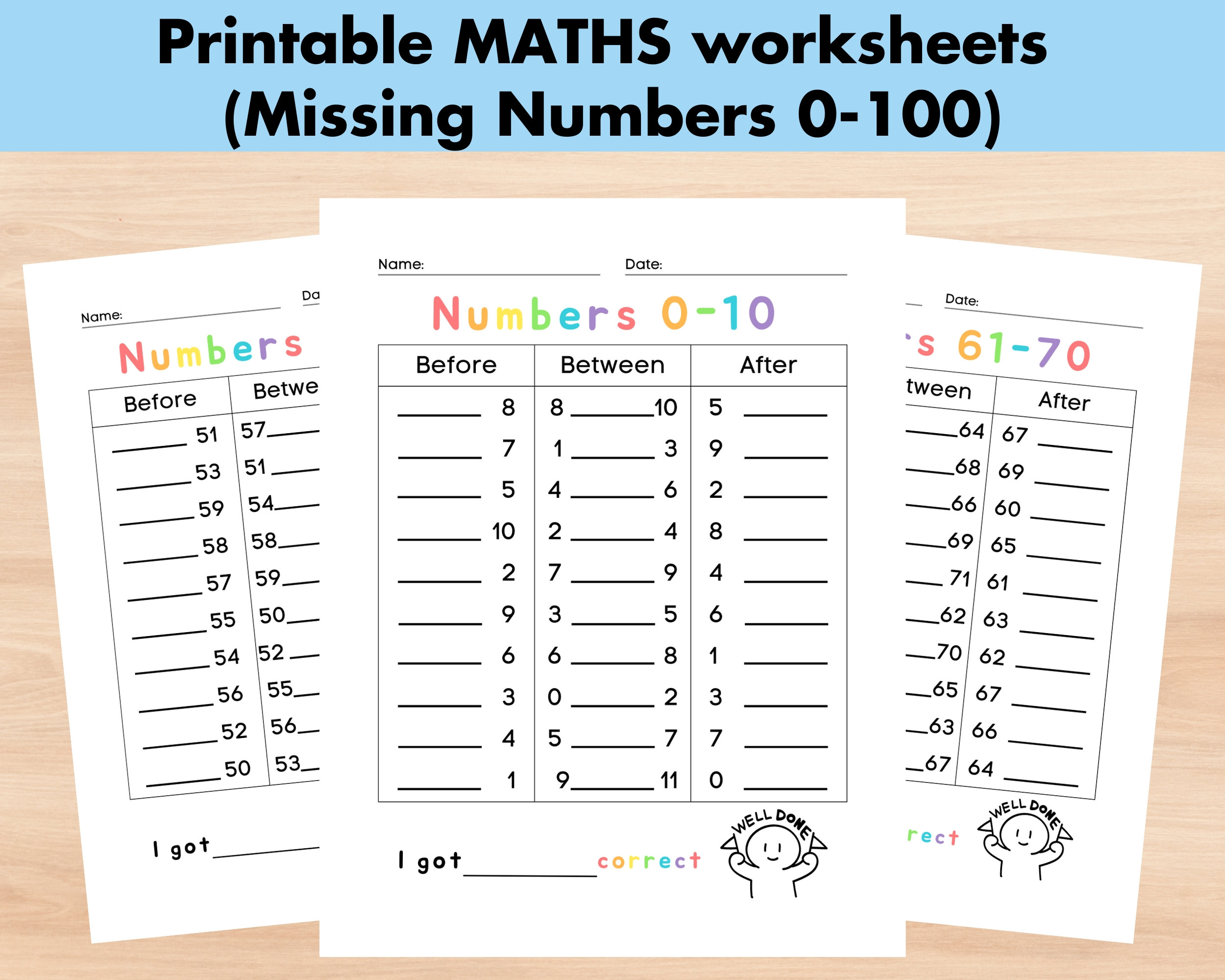 Maths Missing Numbers Worksheets 0-100 Printable, Preschool Math ...