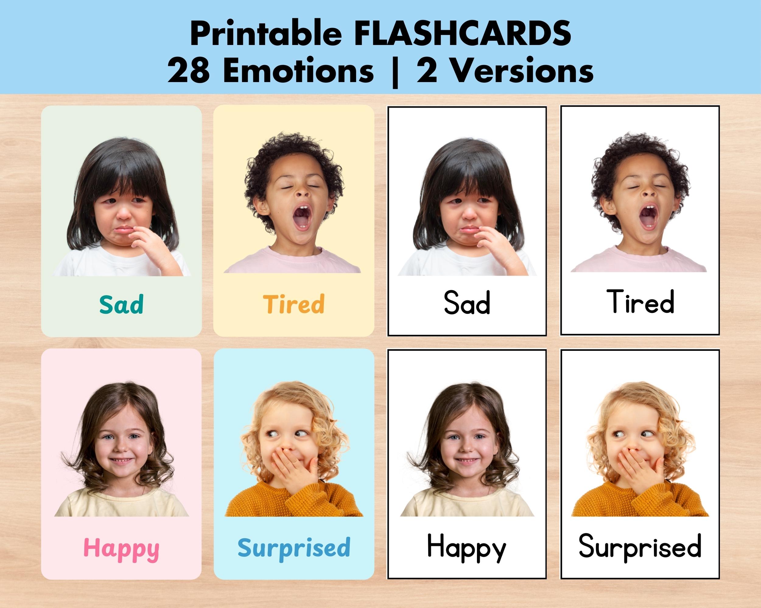 28 Photo Emotions Flashcards, Printable Feelings Flash Cards, Real ...