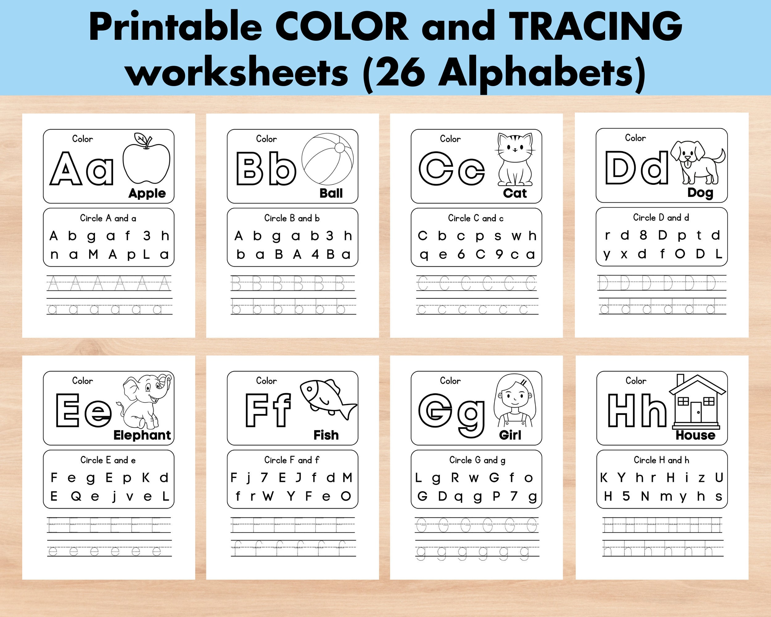 Preschool Alphabet Worksheets, Toddler ABC Practice,lowercase Uppercase ...