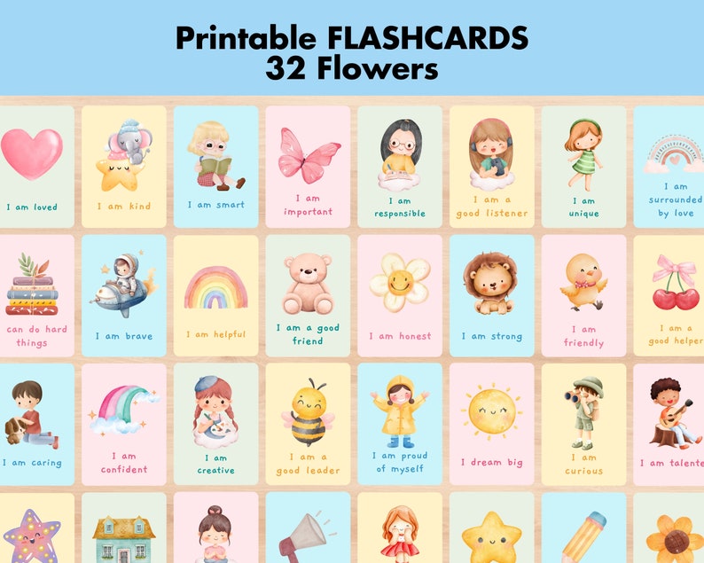 32 Affirmation Cards for Kids Printable Positive Affirmation Montessori ...