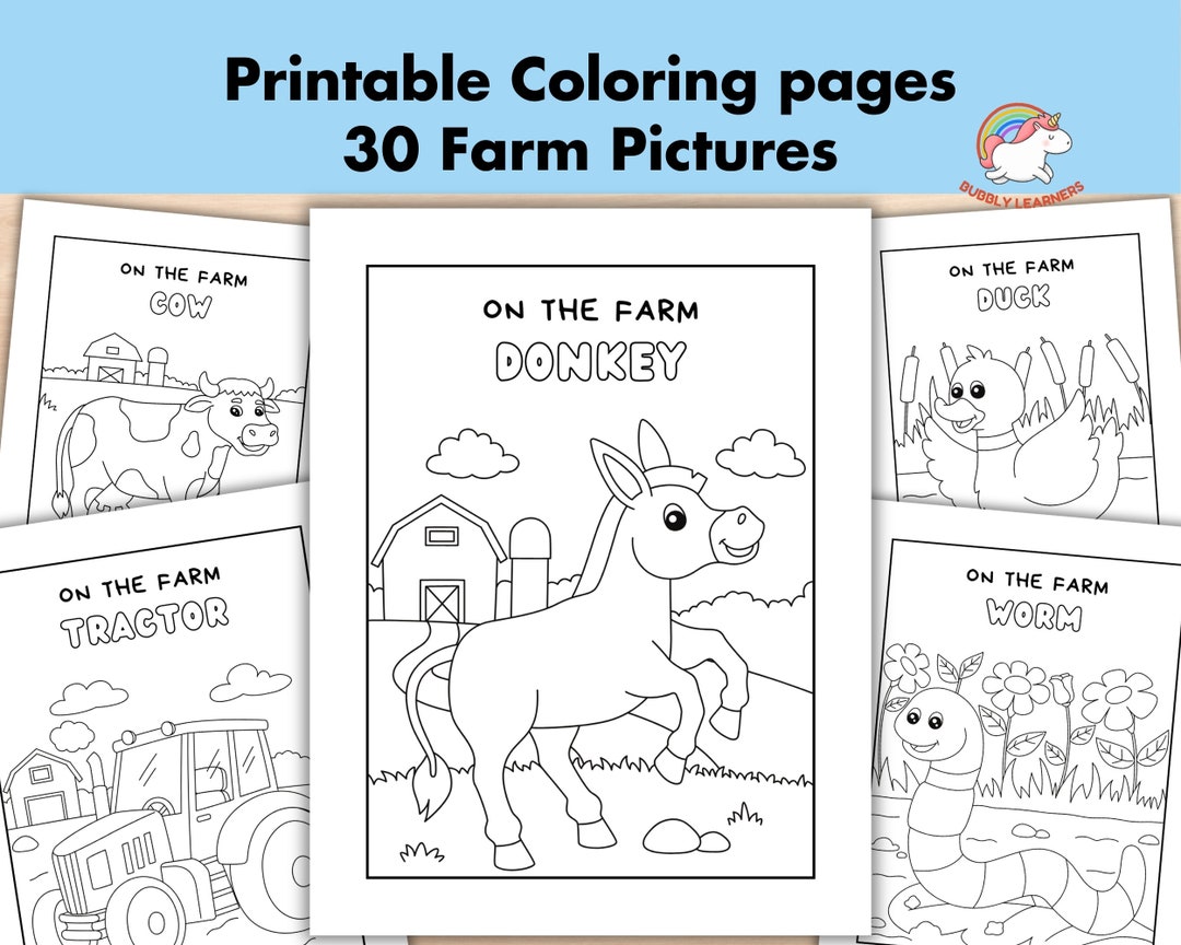 30 Farm Animals Coloring Pages for Kids, Farm Coloring Page, Farm ...