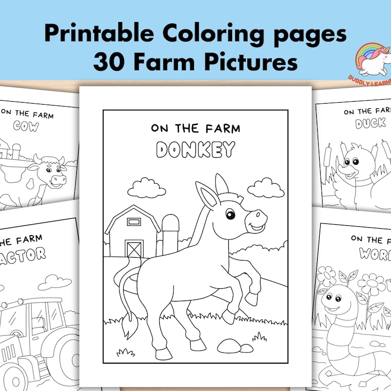 Baby Farm Animal Coloring Pages - Etsy