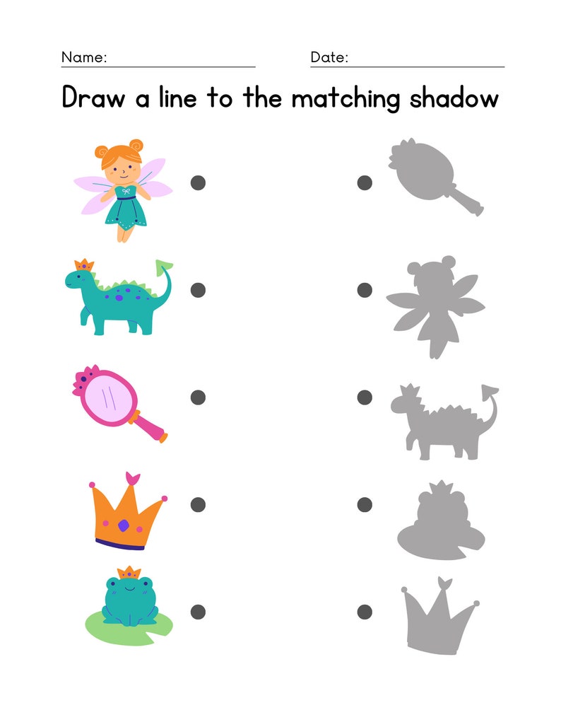 Shadow Matching Worksheets, Match the Picture, Kindergarten Preschool ...