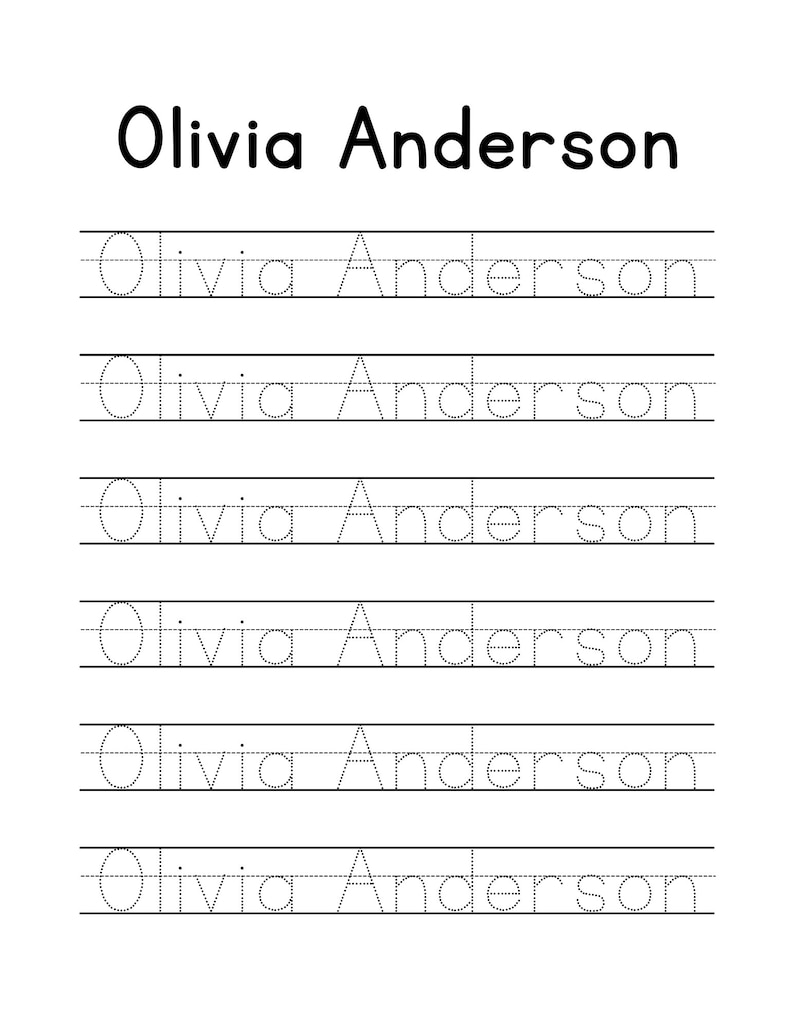 Custom Name Tracing Page Personalized Name Trace Handwriting Practice ...