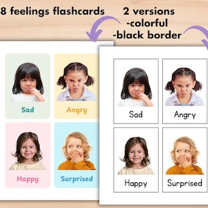 28 Photo Emotions Flashcards, Printable Feelings Flash Cards, Real ...