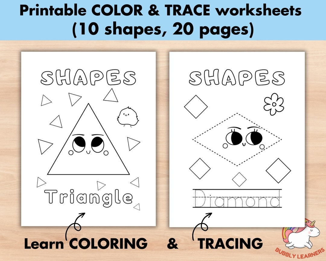 Jumbo Printable Shape Coloring and Tracing Worksheet, Basic Big Shape ...