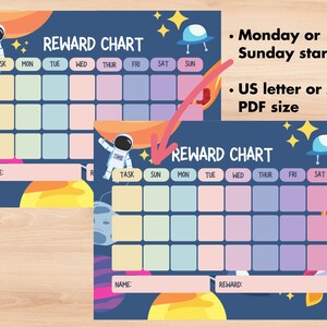 Astronaut Reward Chart Toddler, Space Printable Sticker Chart, Kids ...