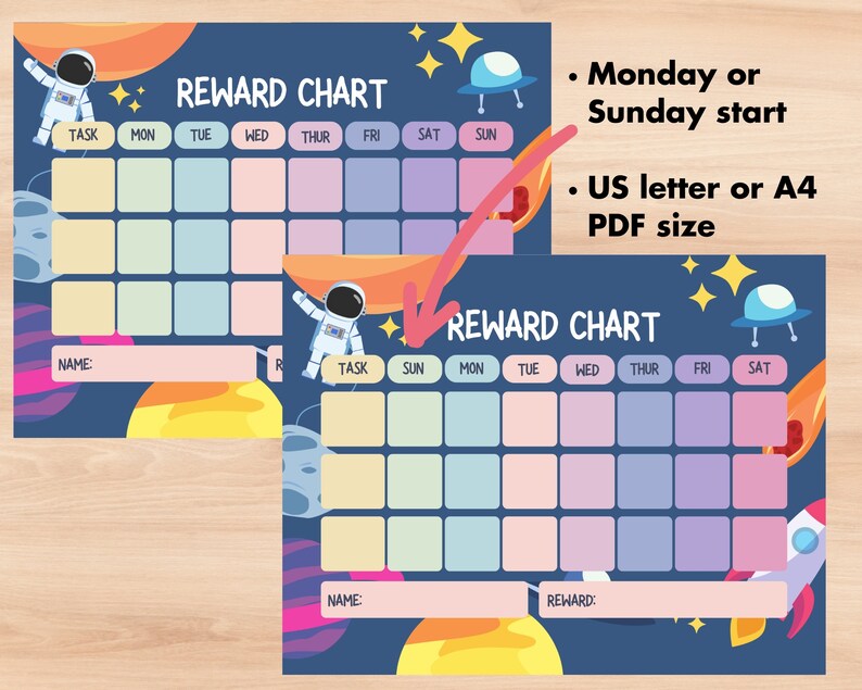 Astronaut Reward Chart Toddler, Space Printable Sticker Chart, Kids ...