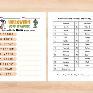 Halloween Word Scramble, Printable Halloween Party Game, Halloween ...