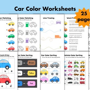 Toddler Busy Book Printable, Colour Sorting Matching Game, Car Color ...