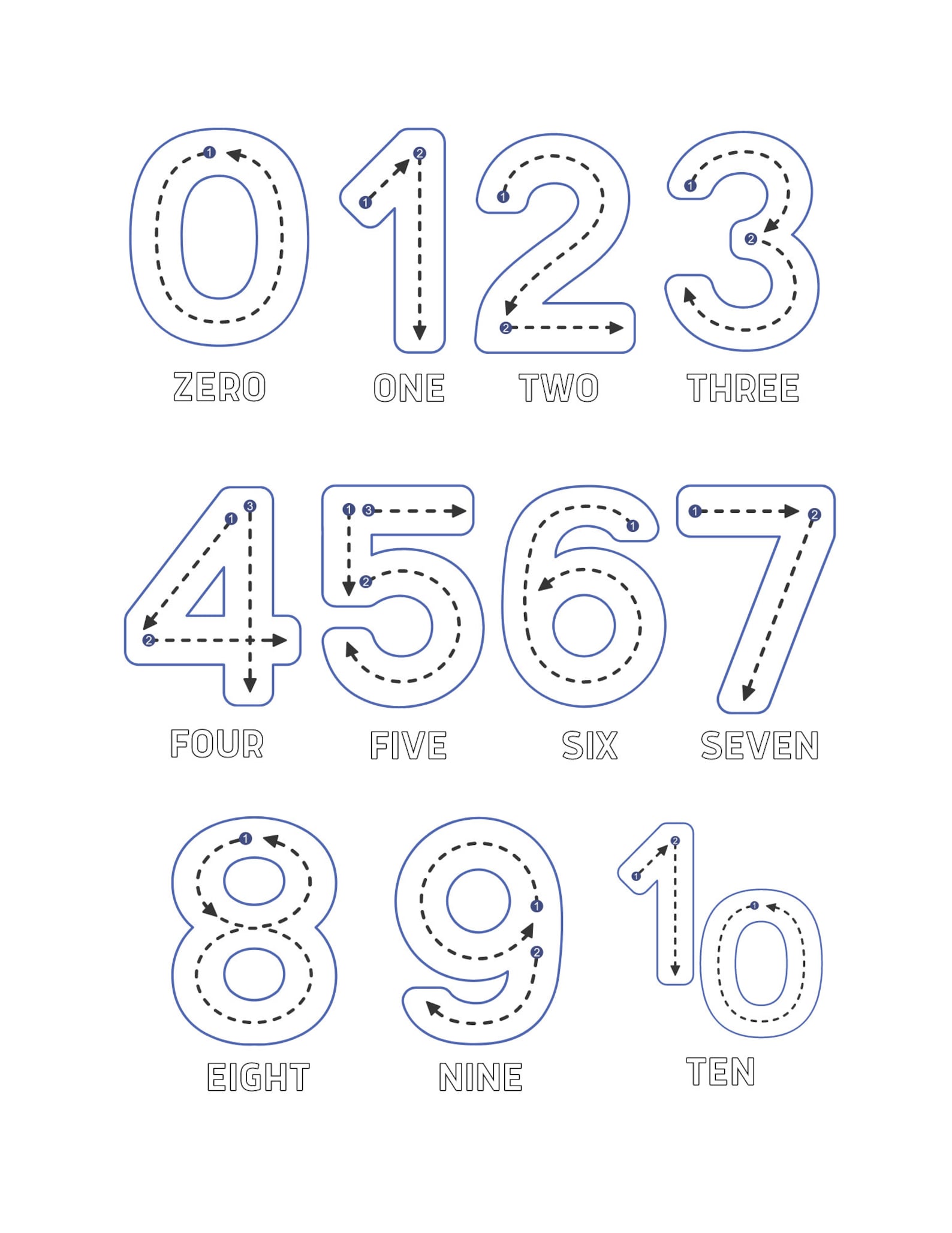 Preschool Numbers Tracing Worksheet, Handwriting Practice, Basic ...