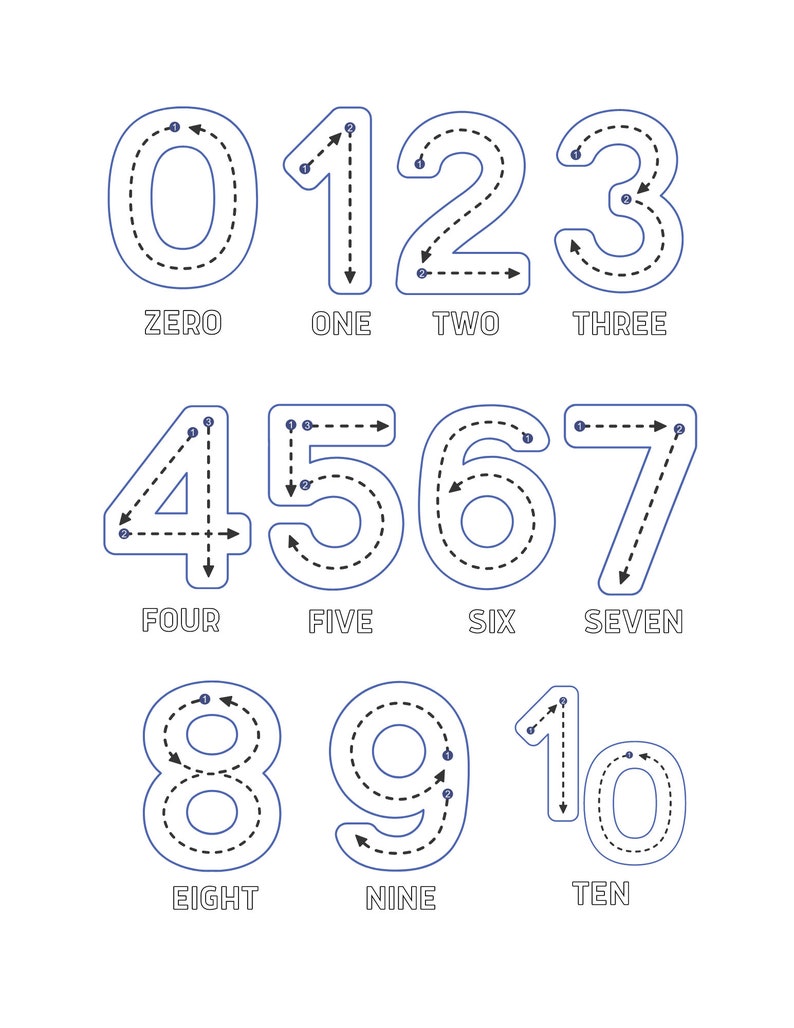 Preschool Numbers Tracing Worksheet, Handwriting Practice, Basic ...