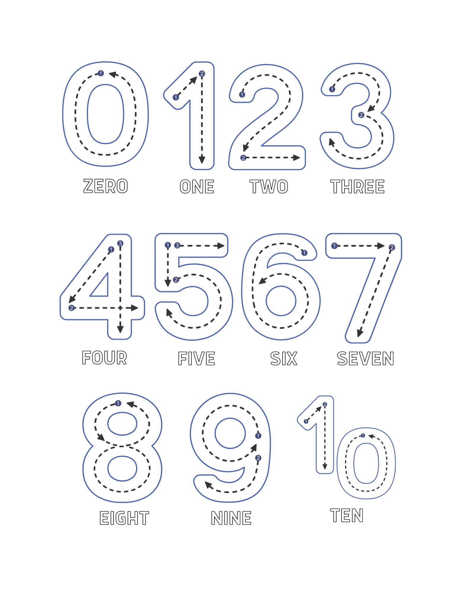 Preschool Numbers Tracing Worksheet, Handwriting Practice, Basic ...