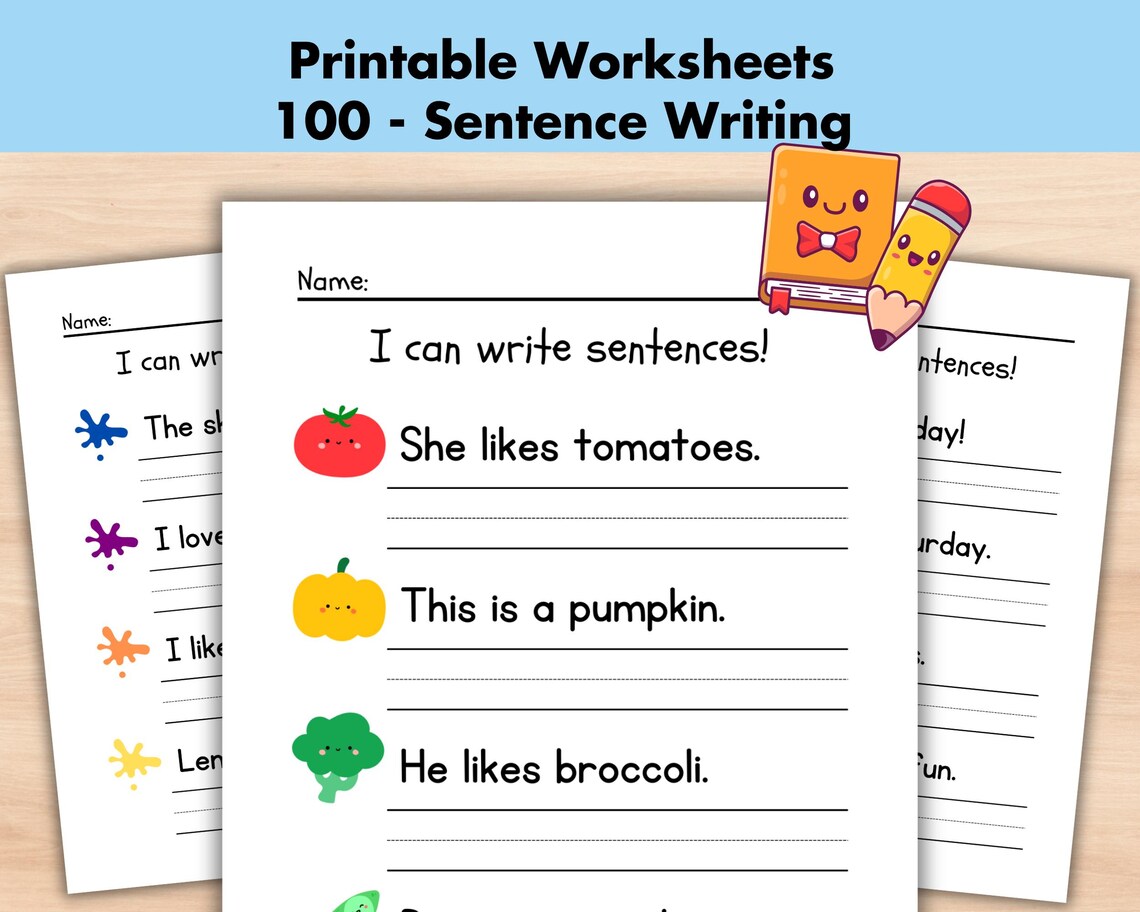 Sentence Writing Practice Worksheets, Printable Writing English ...