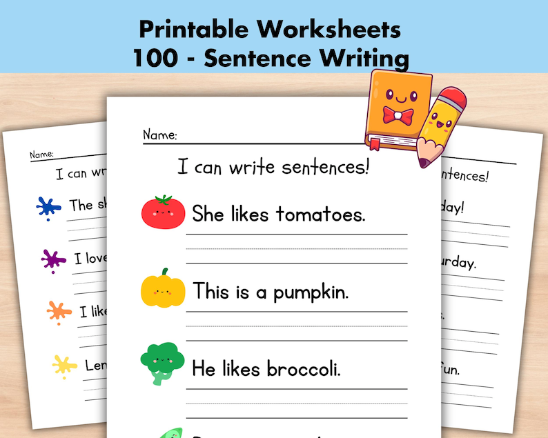 Sentence Writing Practice Worksheets, Printable Writing English ...