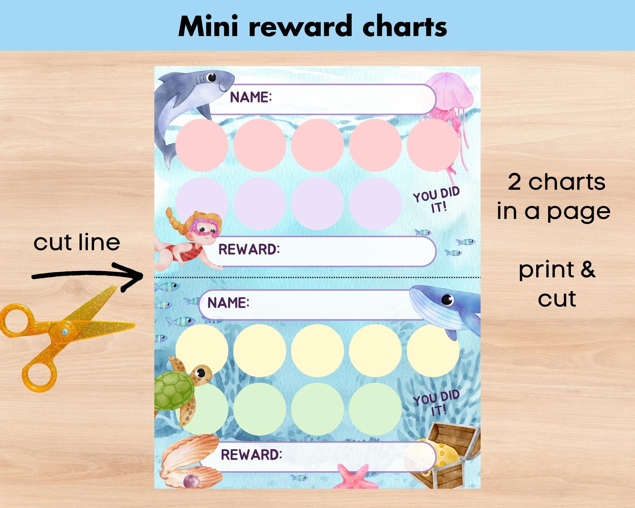 Ocean Reward Chart Toddler, Watercolor Sea Reward Chart Mini, Printable ...