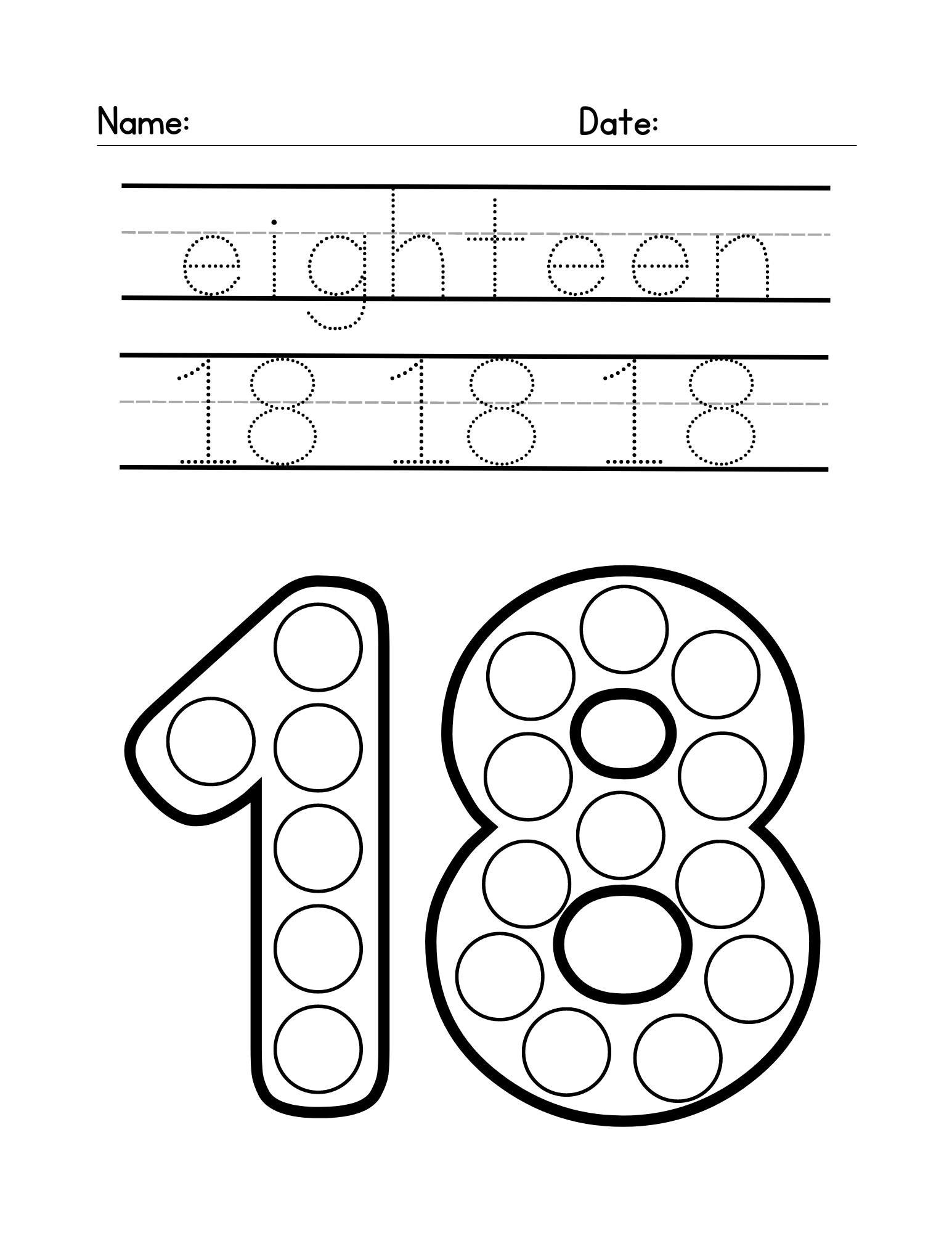 Numbers Dot Marker Printable Coloring Pages, Do a Dot Activity, Number ...