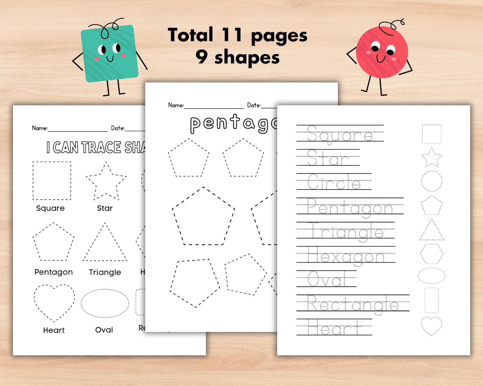 Preschool Shape Tracing, Basic Shape Tracing, Shape Tracing Worksheets ...