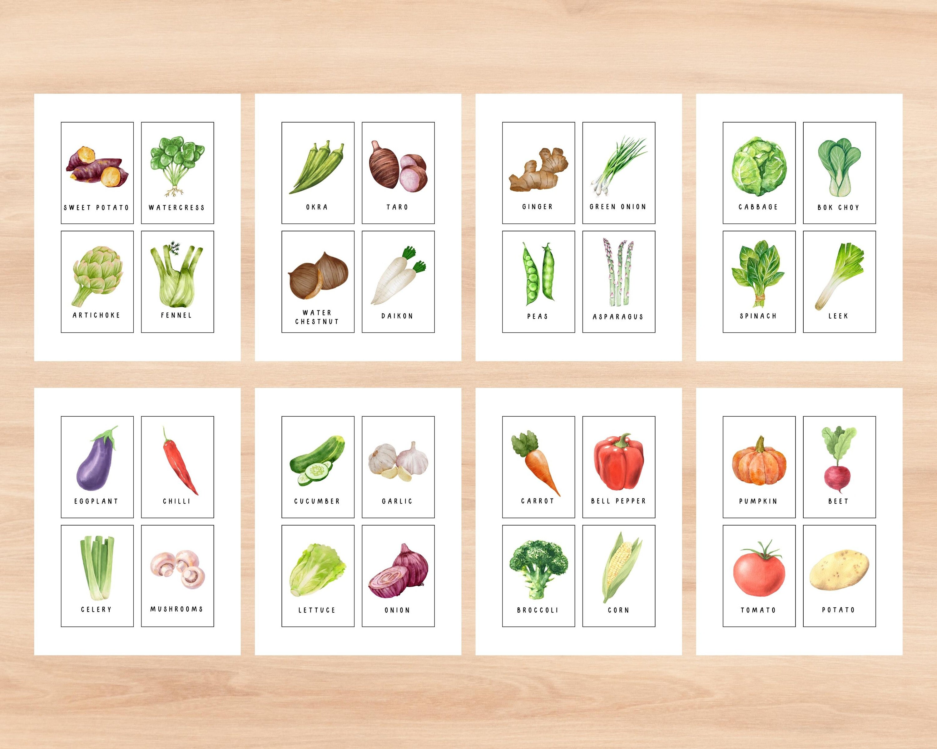 Vegetable Flashcards, Printable Vocabulary Cards, Homeschool Activities ...