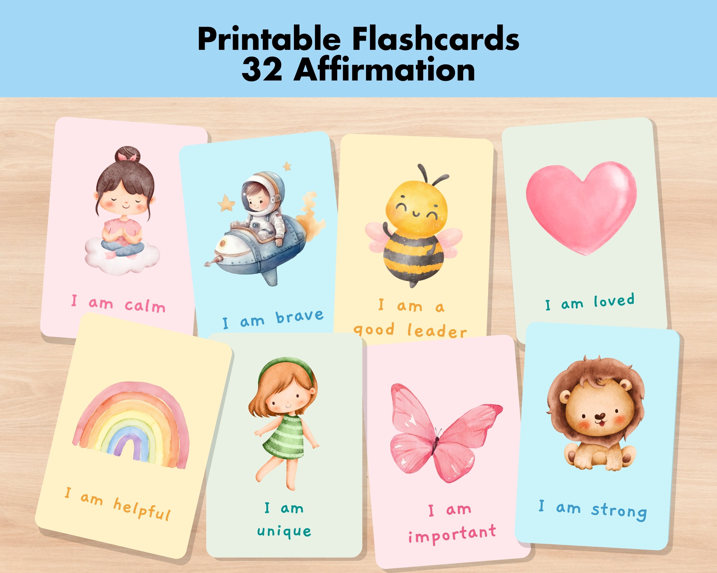 32 Affirmation Cards for Kids Printable Positive Affirmation Montessori ...